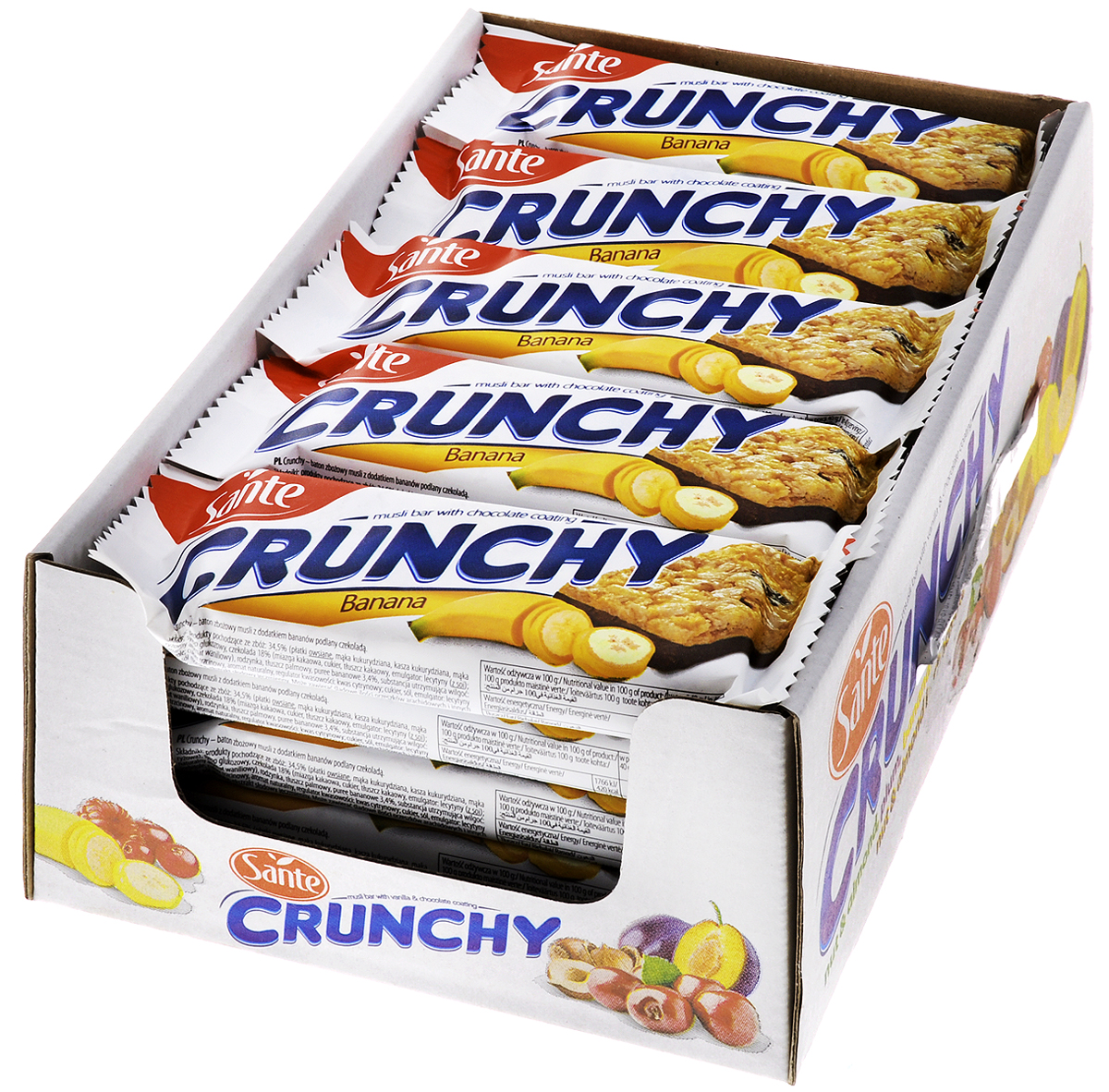 Sante Crunchy батончик мюсли с бананом в шоколаде, 40 г (25 шт ...