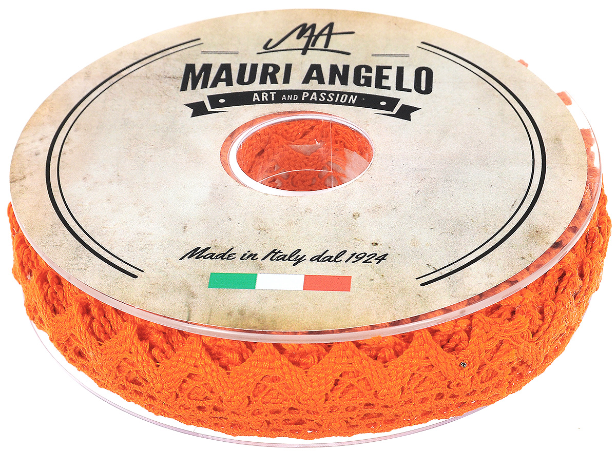Лента кружевная "Mauri Angelo", цвет: оранжевый, 1,8 см х 20 м - купить ...