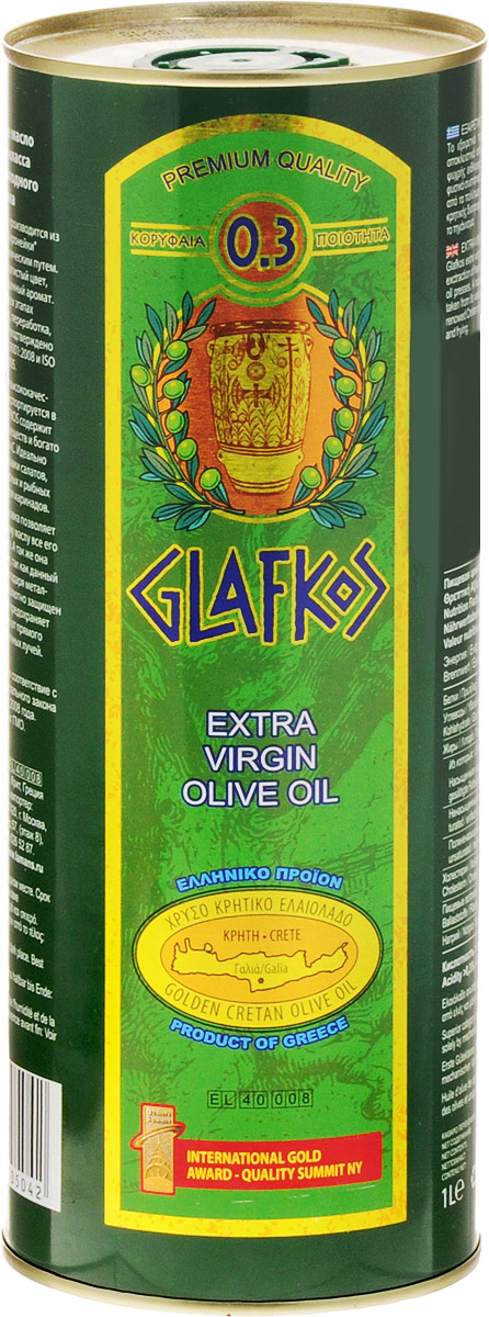 Glafkos Extra Virgin масло оливковое, 1 л — купить в интернет-магазине ...