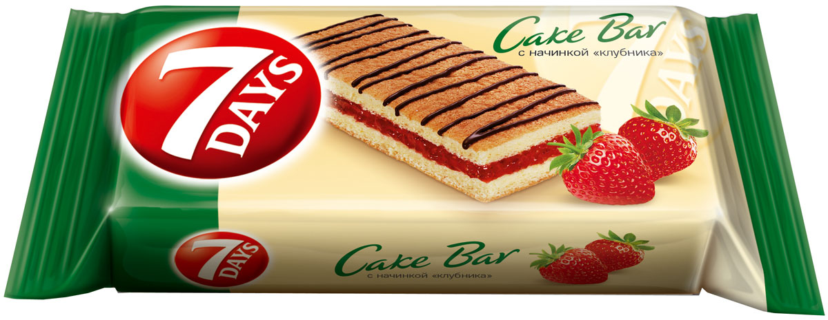 7DAYS Cake Bar Пирожное бисквитное с начинкой "клубника", 30 г — купить ...