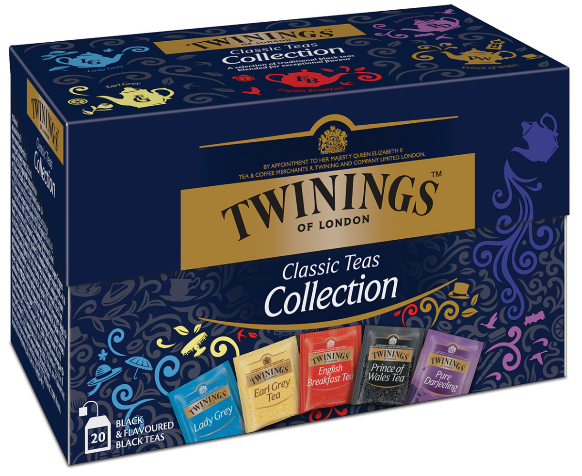 Twinings Classic Collection черный чай пяти видов в пакетиках, 20 шт ...