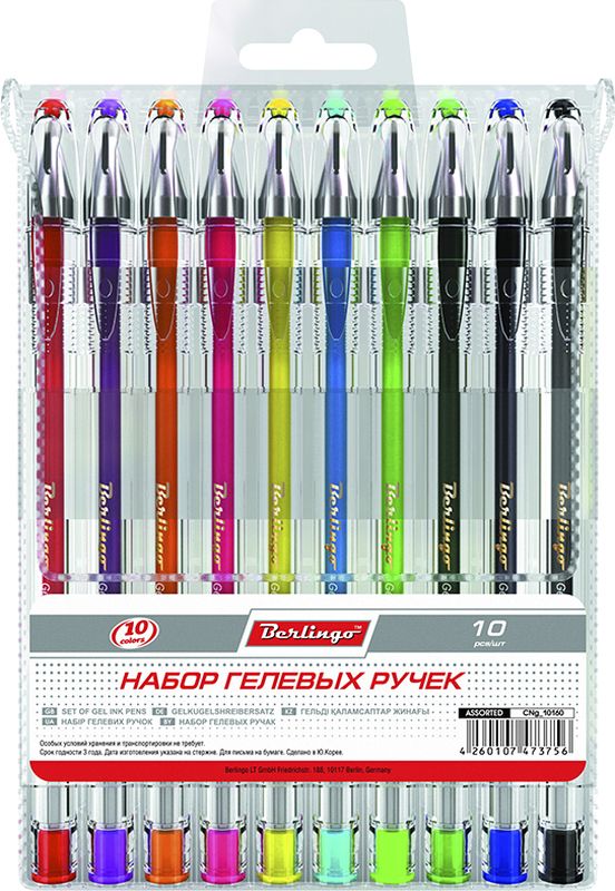 Berlingo Набор гелевых ручек Techno-Gel 10 цветов - купить с доставкой ...