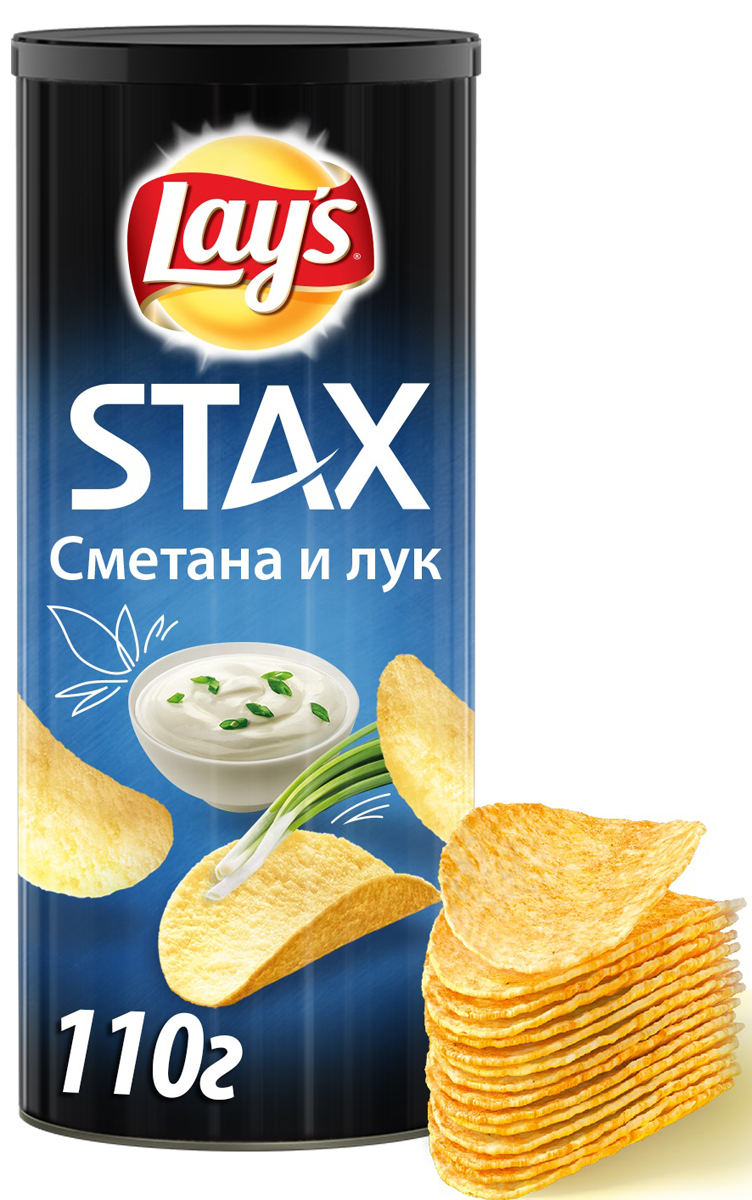 Lay's Stax Сметана и лук картофельные чипсы, 110 г — купить в интернет ...
