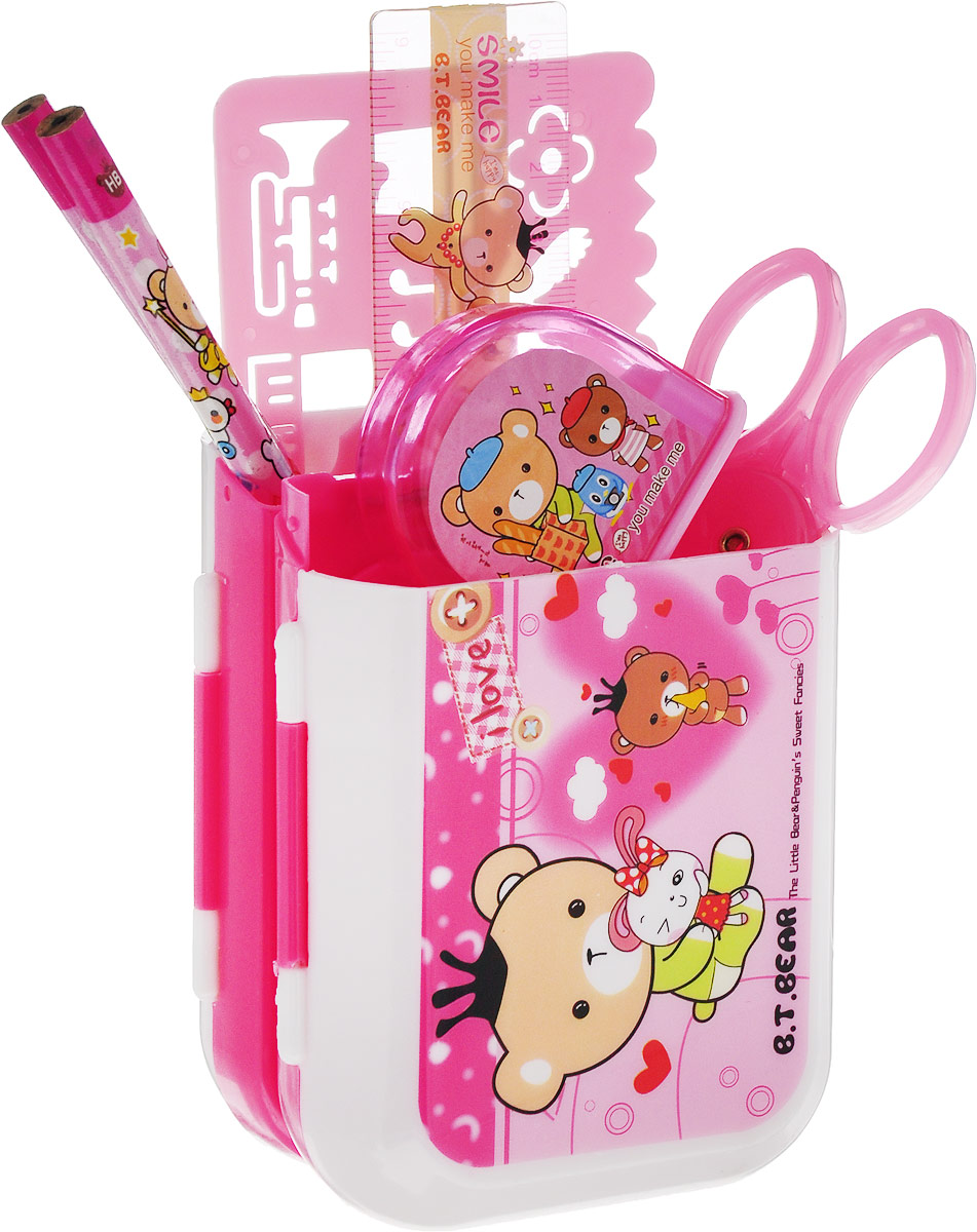 Канцелярский набор Пенал-транформер цвет розовый 7 предметов 679330 ...