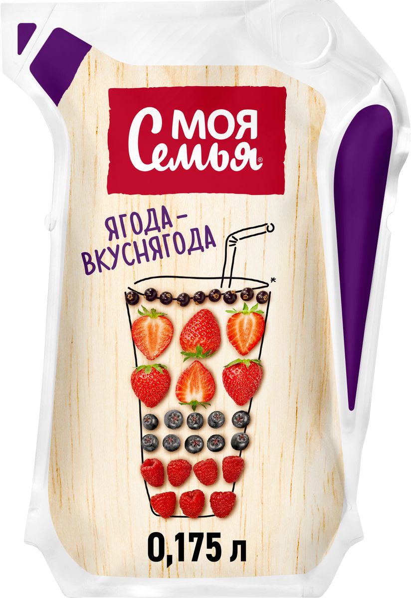 Характеристики Напиток сокосодержащий фруктово-ягодный "Моя Семья", 24 ...