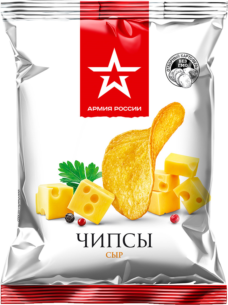Характеристики Чипсы Армия России, хрустящие, со вкусом сыра, 30 г х 35 ...