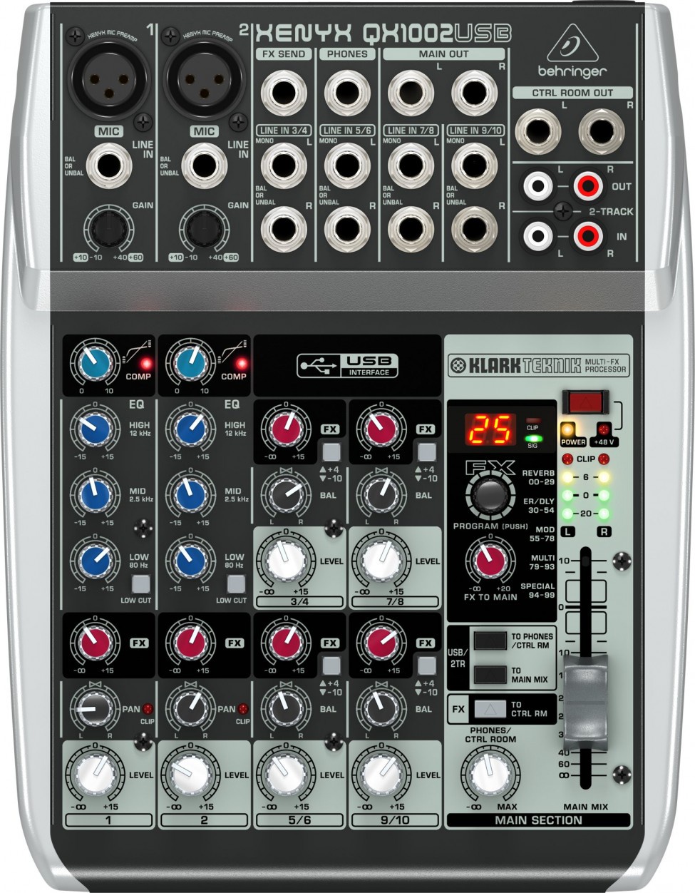 Характеристики Микшерный пульт Behringer QX1002USB, подробное описание ...