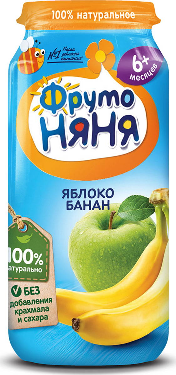 ФрутоНяня пюре из яблок и бананов с 6 месяцев, 250 г — купить в ...