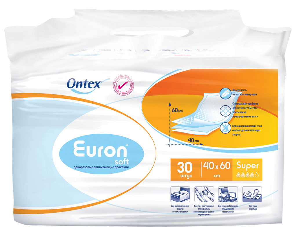 Пеленка одноразовая Euron Простыни впитывающие Ontex "Euron Soft Super ...