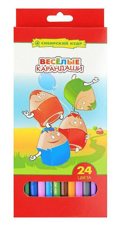 Цветные карандаши "Сибирский Кедр. Веселые карандаши", 24 цвета ...