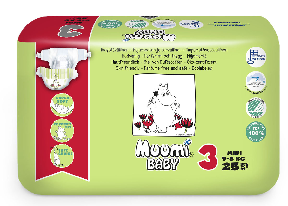MUUMI Детские подгузники MIDI 5-8KG 25 шт — купить в интернет-магазине ...