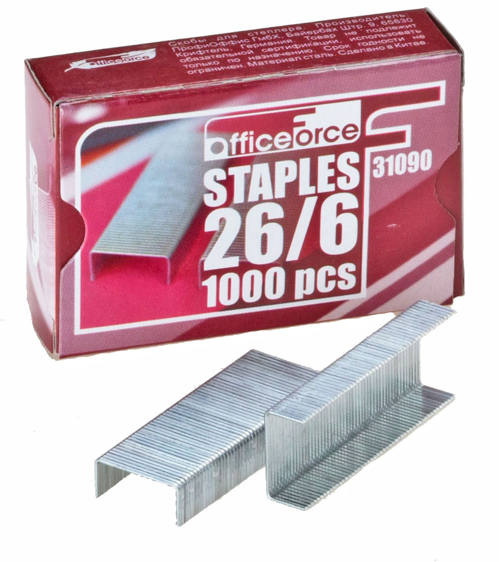 Office Force Stationery Скобы для степлера №26/6 1000 шт — купить в ...