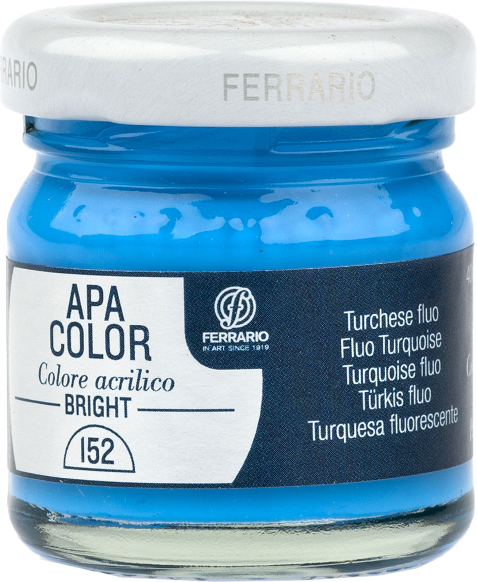 Ferrario Краска акриловая Apa Color цвет бирюзовый флуоресцентный ...