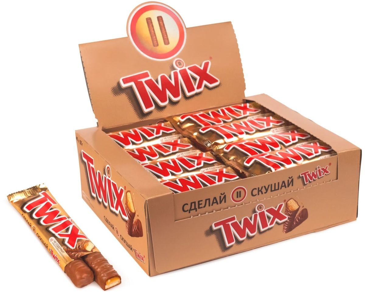 Шоколадный батончик Twix, 40 шт по 55 г — купить в интернет-магазине OZON с быстрой доставкой