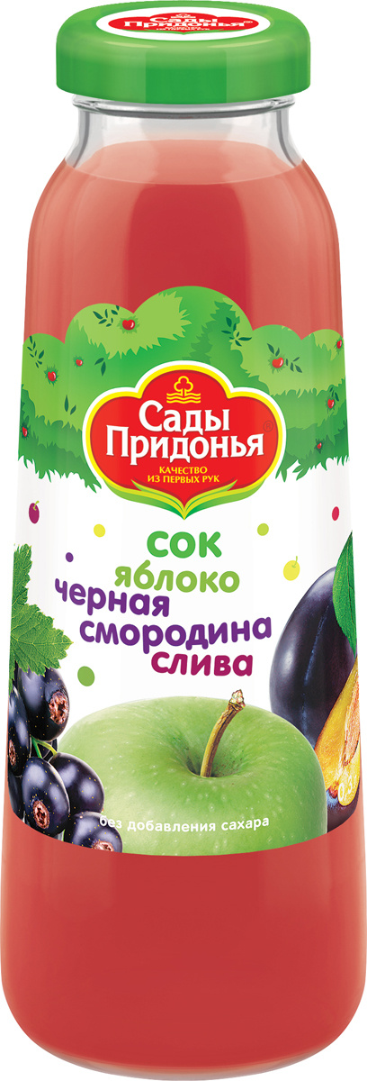 Сады Придонья Сок из яблок, черной смородины и сливы с мякотью ...