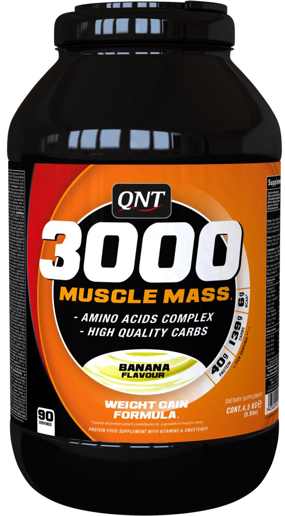 Белково-углеводная смесь QNT "3000 Muscle Mass", ваниль, 4,5 кг ...