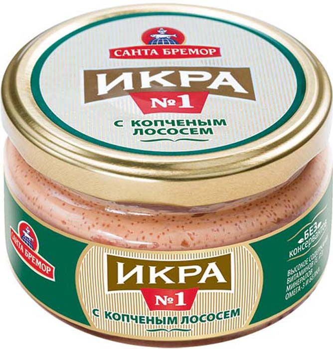 Санта Бремор Икра №1 с копченным лососем, 180 г — купить в интернет ...