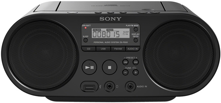 Купить магнитофон Sony Аудиомагнитола Sony ZS-PS50 черный 4Вт/CD/CDRW ...