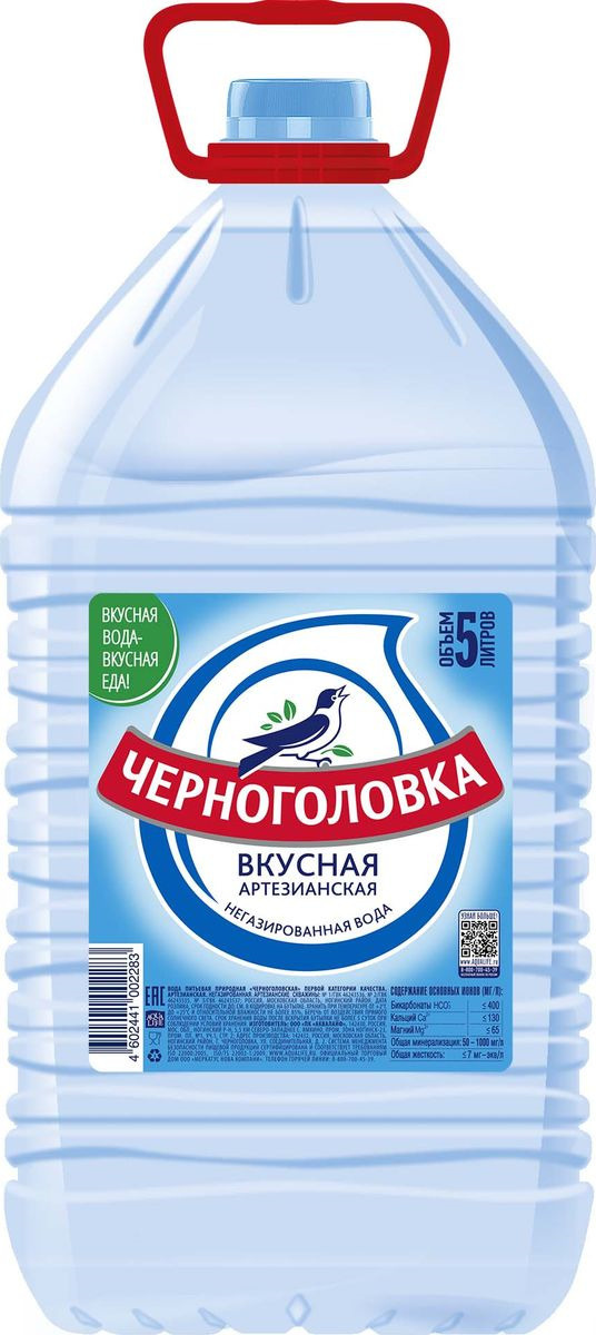 "Черноголовка" вкусная артезианская питьевая вода, 5 л — купить в ...