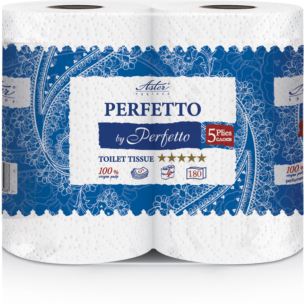 Туалетная бумага для держателя Aster Perfetto by Perfetto, 5-слойная, 4 ...