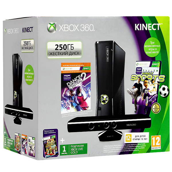 Игровая приставка Microsoft Xbox 360 Slim (250Gb) + сенсор Kinect ...