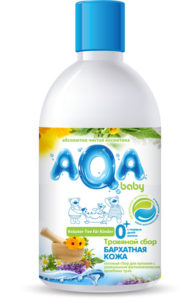 AQA baby Травяной сбор для купания малышей "Бархатная кожа", 300 мл ...