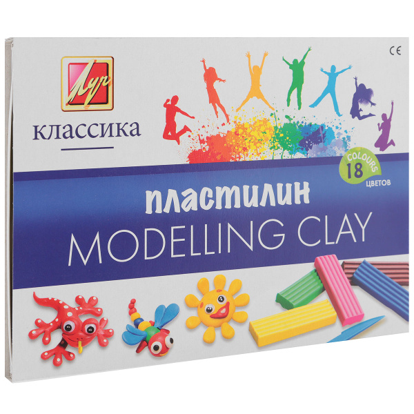 Пластилин классический Луч "Классика", 18 цветов, 360 г, со стеком ...