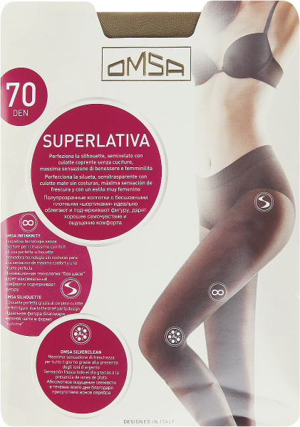 Колготки Женский Omsa, размер 4 темно-бежевый Полиамид, Эластан 70 ден, рост от 170 Сербия Зима ...