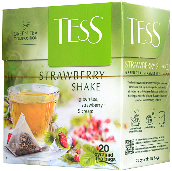 Tess Strawberry Shake зеленый чай в пирамидках, 20 шт - купить с ...
