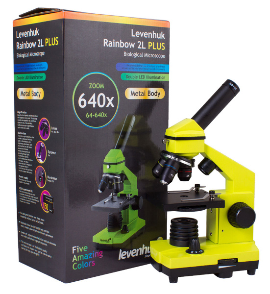 Микроскоп Levenhuk Rainbow 2L PLUS, Лайм - купить с доставкой по ...