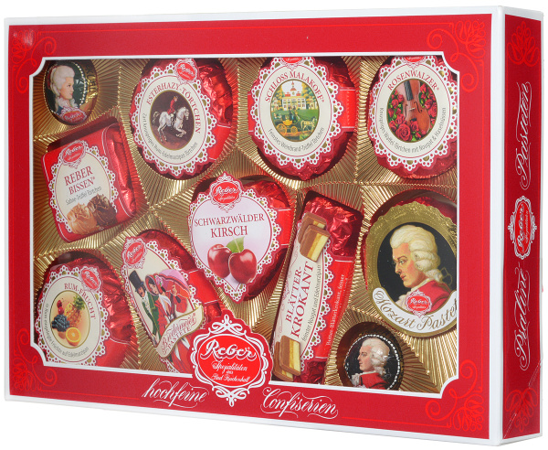 Конфеты шоколадные в коробке Reber Mozart Kugeln, ассорти, 380 г ...