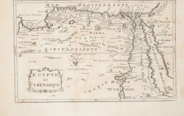 Географическая карта Египта и Киренаики (Egypte et Cyrenaique). Гравюра ...