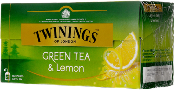 Twinings Green Tea & Lemon зелёный чай с цедрой лимона в пакетиках, 25 ...