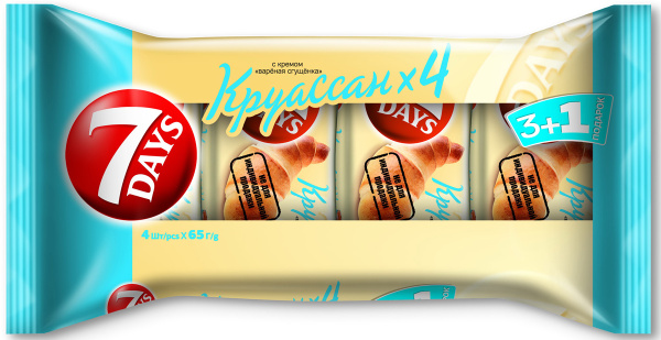 Круассан 7DAYS с кремом Вареная сгущенка, 4 шт по 65 г - купить с доставкой по выгодным ценам в ...