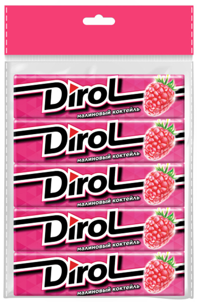 Dirol Жевательная резинка "Малиновый Коктейль" без сахара, 5 шт по 13,6 ...