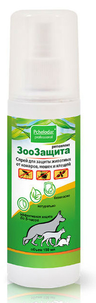 Спрей для животных Пчелодар "Зоозащита" от клещей, комаров и мошек, 150 ...