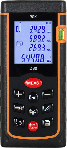 Лазерный дальномер-рулетка RGK "D80" купить на OZON по низкой цене (439602004)