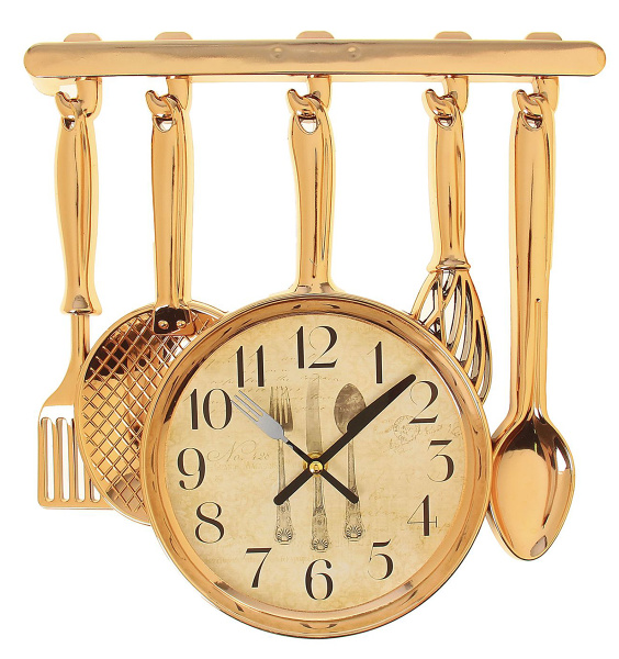 Часы настенные серия Кухня Столовые приборы плавный ход 30 х 32 см купить по низкой