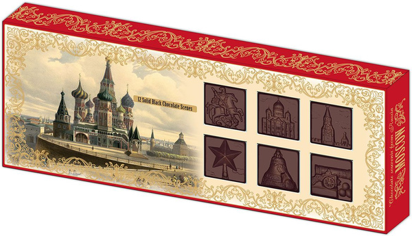 Конфеты шоколадные в коробке Дилан+ Москва барельеф, ассорти, 8,3 г х ...