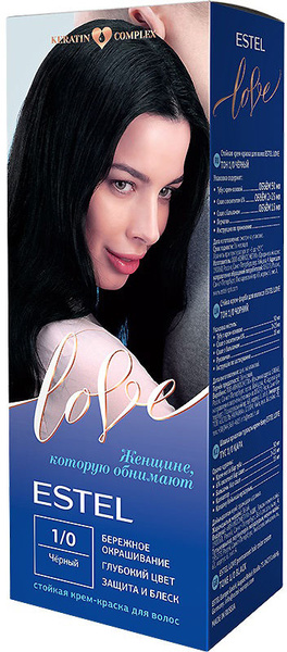 Стойкая крем-краска для волос Estel Love тон 1/0 Черный EL1/0 - купить с доставкой по выгодным ...