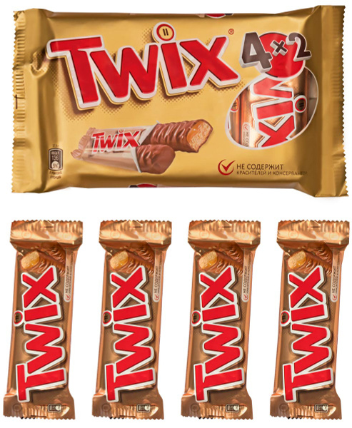 Шоколадный батончик Twix, пачка, 4 шт по 55 г - купить с доставкой по выгодным ценам в интернет ...