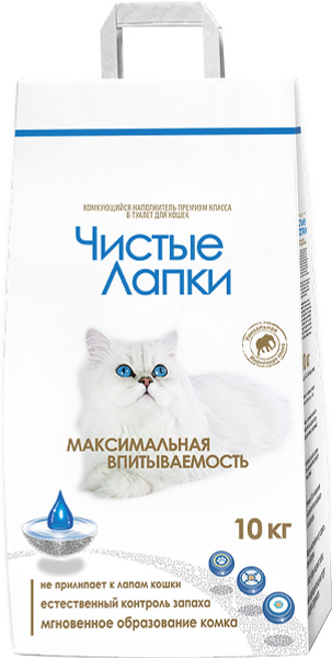 Наполнитель глиняный для кошачьего туалета Чистые лапки, комкующийся ...