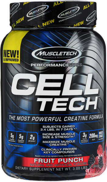 Креатиновый комплекс MuscleTech "Cell Tech 3 lb", пунш, 1,36 кг ...