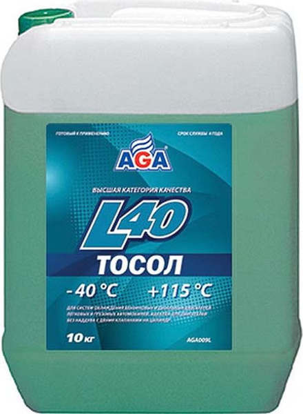 Антифриз AGA Тосол AGA L40, AGA009L, сине-зеленый, 10 л купить по ...