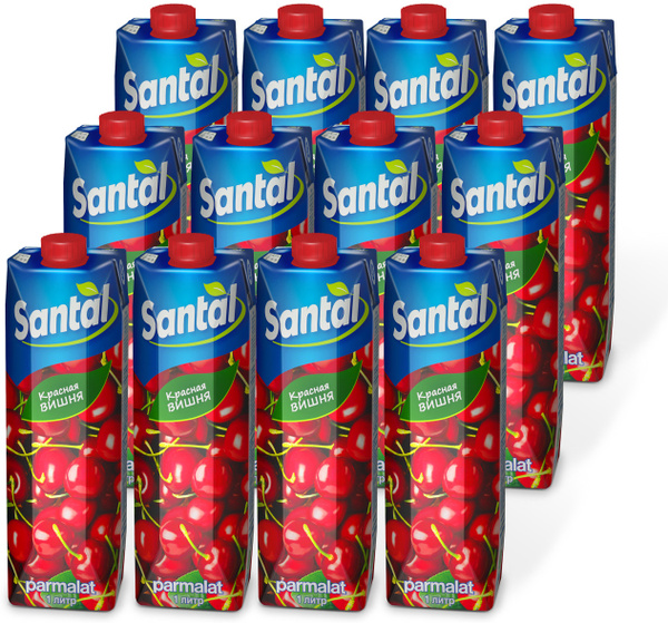 Напиток сокосодержащий Santal Красная вишня, 12 шт по 1 л - купить с ...