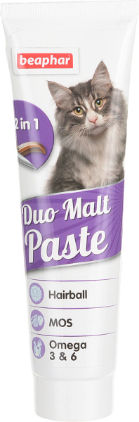 Паста для вывода шерсти из желудка Beaphar "Duo Malt Pasta", 100 г ...