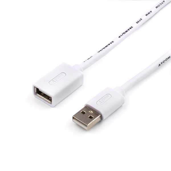 Кабель Usb 2 0 Atcom Удлинитель Atcom Usb Am Af белый белый купить по низкой цене в