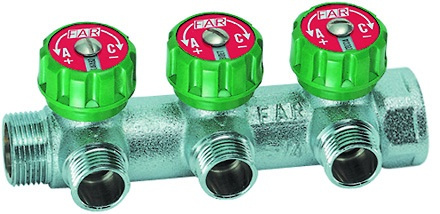 Коллектор сантехнический FAR Регулирующий коллектор 3/4" (ВР-НР) с 3 ...