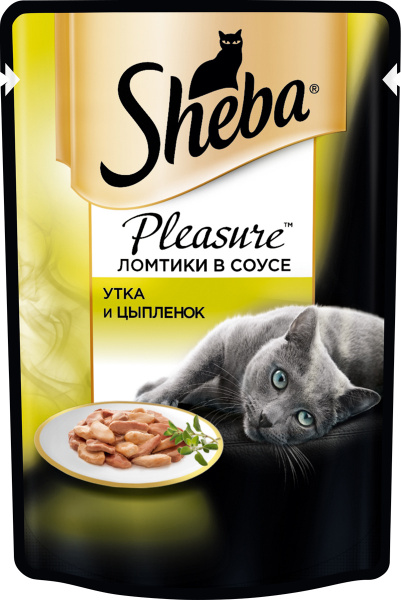 Консервы Sheba "Pleasure" для взрослых кошек, с уткой и цыпленком, 85 г ...