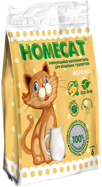 Homecat Наполнитель Растительный Комкующийся Тофу Молоко 6 литров - купить с доставкой по ...